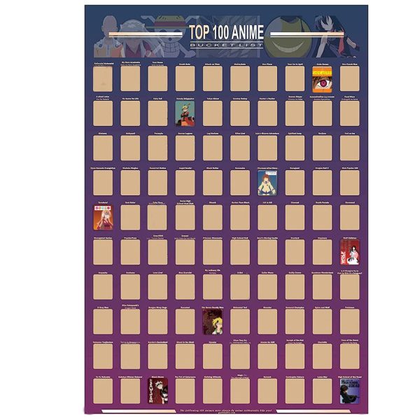 Top 100 Anime Scratch-off Poster